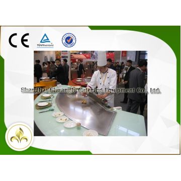 Quality Pipeline Natural Gas Fan Shape 11 Seats Teppanyaki Grill Table 8kw for sale