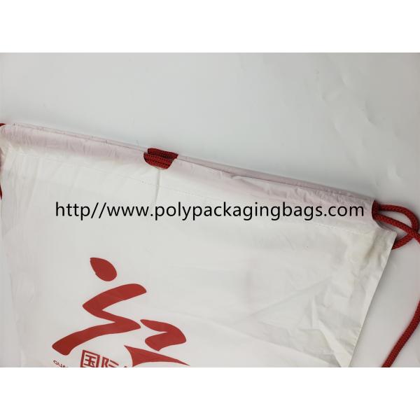 Quality Two Layer CPE / LDPE Plastic Drawstring Backpack Bags With Logo for sale