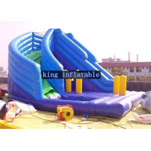Quality Blue Durable Inflatable Water Slide With Pool N Obstacle Games CE Customized for sale