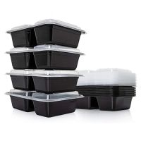 Quality 2 Compartment BPA Free Lunch Boxes Rectangular Meal Prep Containers for Food for sale