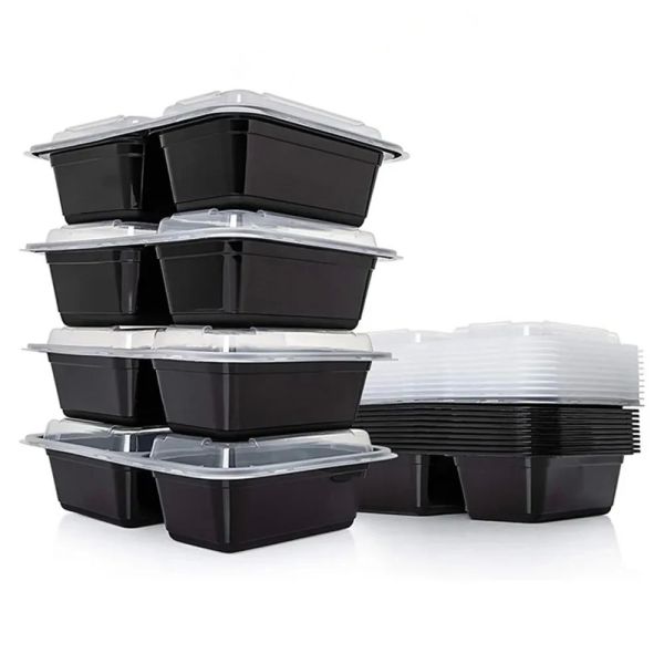 Quality 2 Compartment BPA Free Lunch Boxes Rectangular Meal Prep Containers for Food Storage for sale