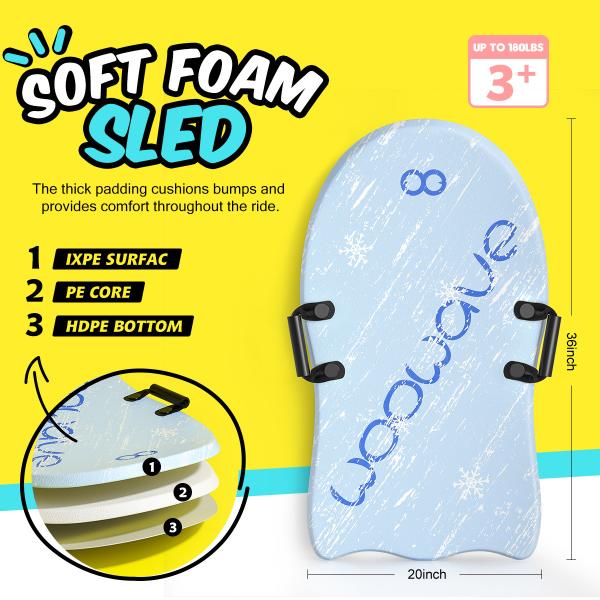 Quality Blue Snow Sled with Two Handles Lightweight and Sturdy PE Core Design for sale