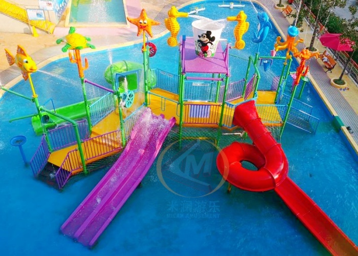 Quality 17X14m Size Ocean Theme Water Park Playground with High Interaction and Fiberglass Slides for sale