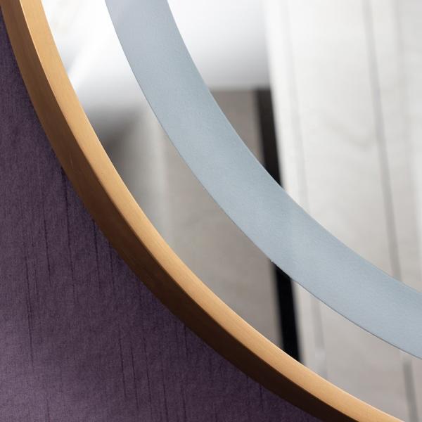Quality Transform Your Bathroom with Golden Framed LED Lighted Round Wall Mirror for sale