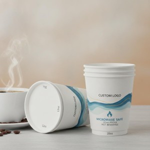 Quality Microwave Safe Double PE Coated Paper Cup Leak Proof Hot Beverage Custom Logo for sale