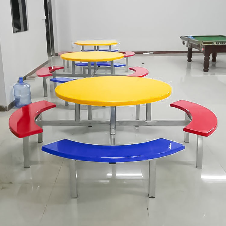 Quality Fiberglass Removable Round Dining Table Set With Eight Seats for sale