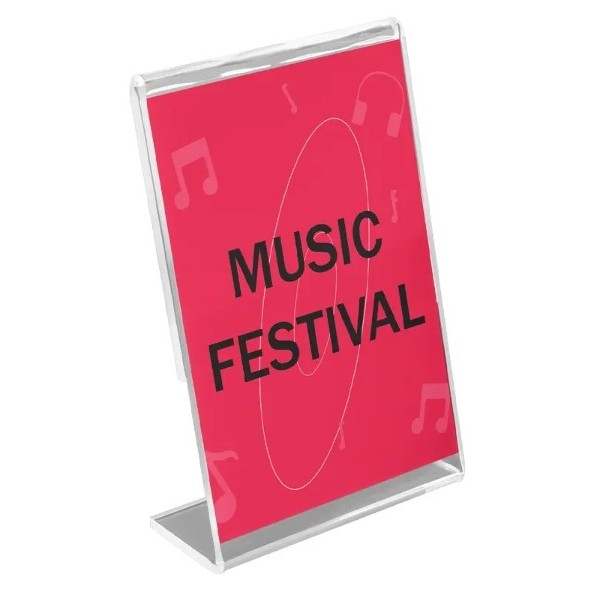 Quality L Shape Acrylic Table Slanted Menu Stand Display Sign Holder for sale