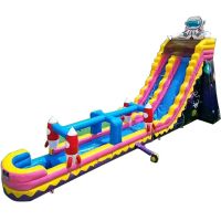 Quality Commercial Astronaut Theme Inflatable Pool with Huge Water Slide and Rocket Long for sale