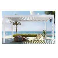 Quality Aluminum Garden Gazebo Pergola Wall Mount with Screen Louver Roof Waterproof for sale