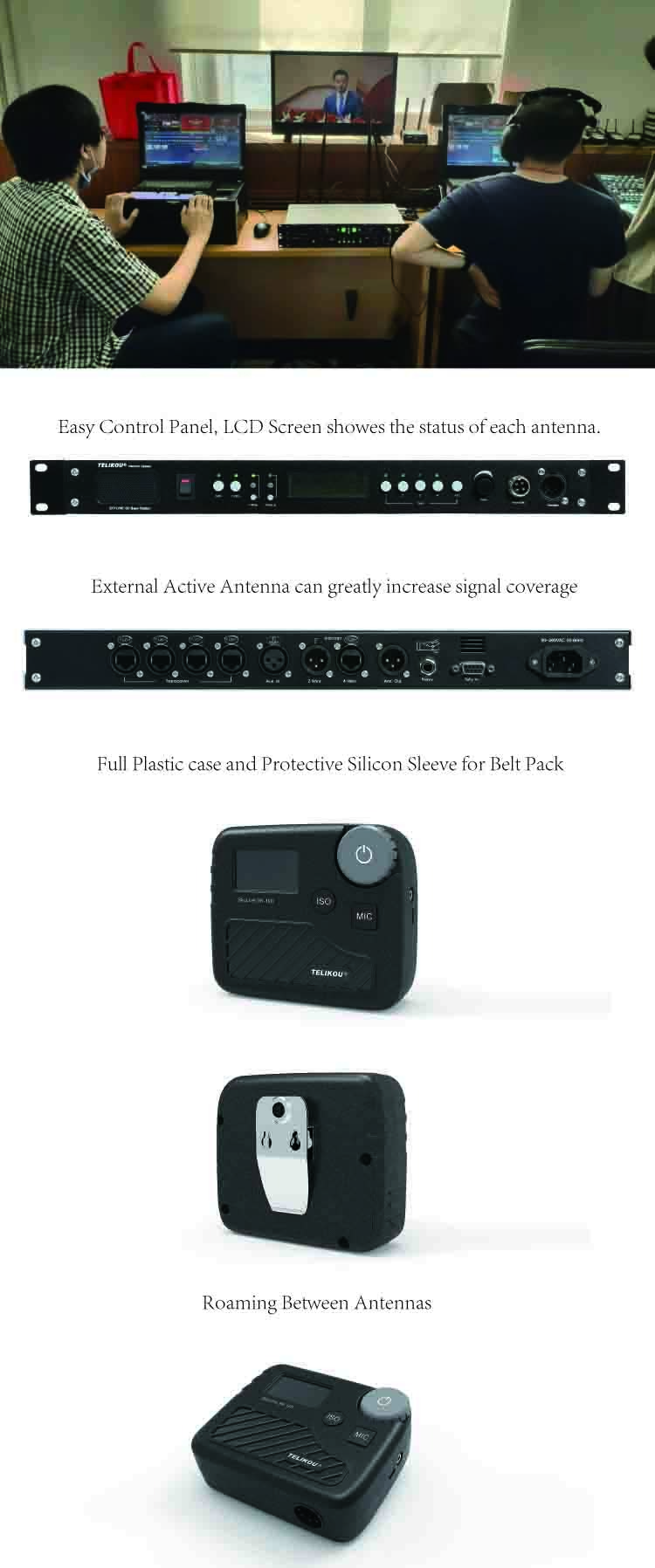 TELIKOU 2022 new wireless intercom system SKYLINE 100  16 users full duplex for event Professional Audio, Video & Lighting