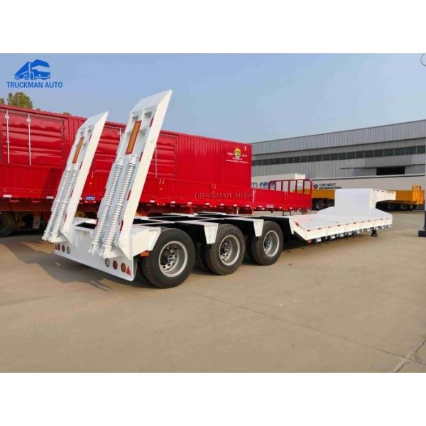 Quality Flatbed 3 Axle 60 Tons Low Bed Semi Trailer With ABS Brake System for sale