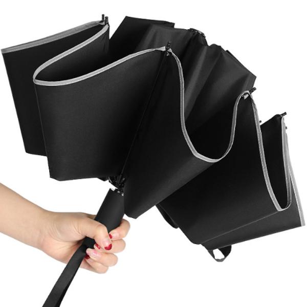 Quality Black Metal Shaft Reverse Umbrellas with Logo Prints and Automatic Function for sale