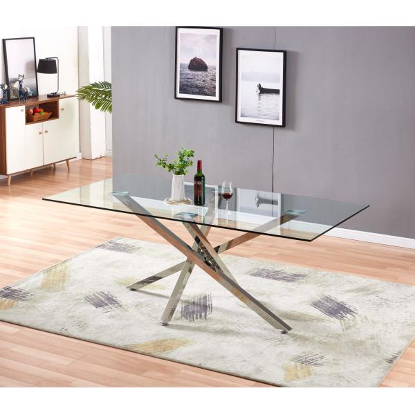 Quality Modern Elegantly Tempered Glass Square 50KGS 76cm Stylish Dining Table for sale