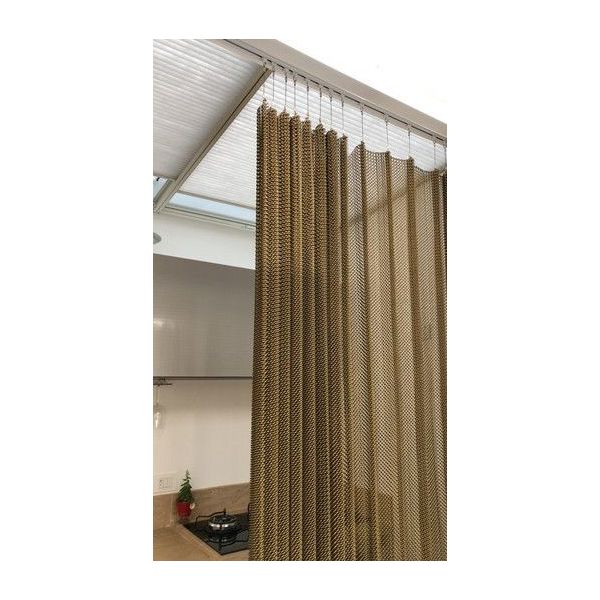 Quality Anodized Oxidation Woven Metal Wire Mesh Drapery With Rails / Other Accessories for sale