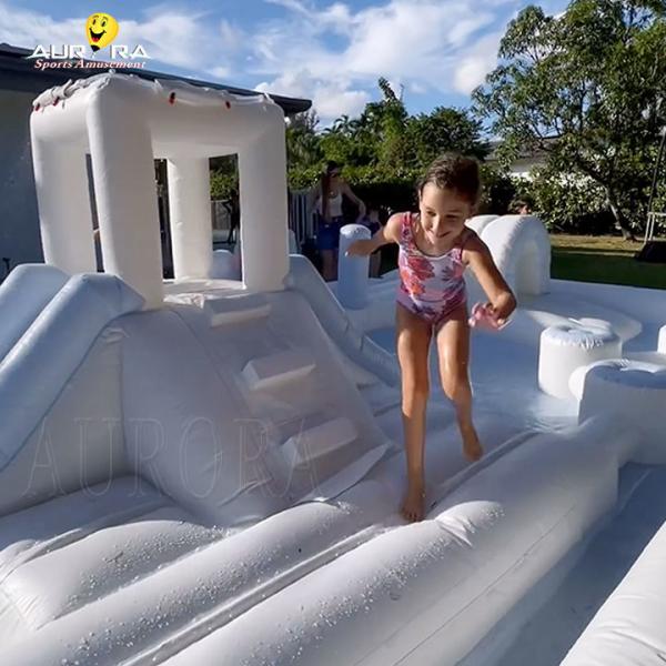 Quality White Outdoor Inflatable Soft Play Equipment Playground Water Slide Pool For for sale
