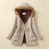 Quality Reversible Thick Parka Jacket With Hooded Warm Fleece Fur Collar Winter Jacket for sale