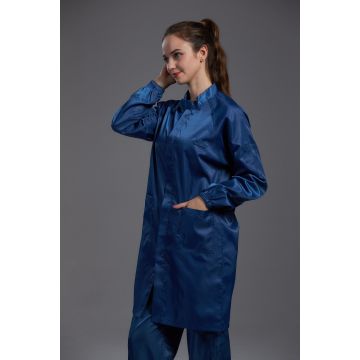 Quality Anti Static ESD Garment Resuable labcoat Class1000 straight open zipper stand for sale