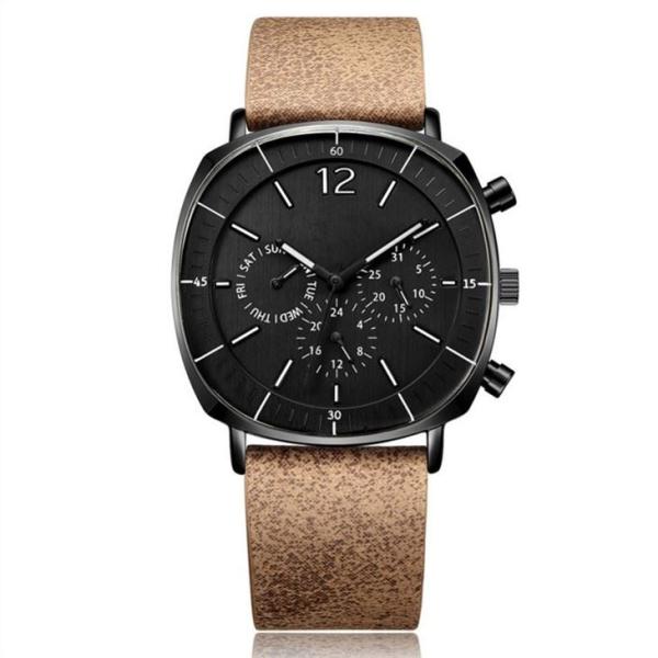 Quality Men Casual Quartz Mechanical Watches Microfiber Strap Small Dial Square Shape for sale