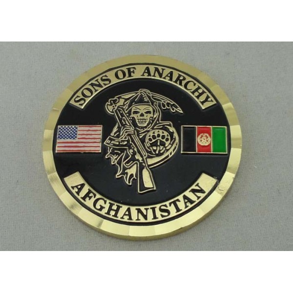 Quality USA Army Personalized Coins , Brass Die Stamped For Sons Of Anarchy With Box Packing And Gold Plating for sale