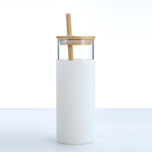 Quality Safety Durable 500ml 600ml Bpa Free Glass Water Bottle With Bamboo Lid Borosilicate Glass Tumbler Multiple Color Ideal For Home School Office for sale