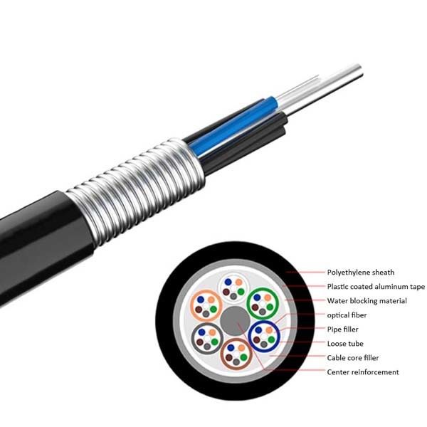 Quality Armored Layer Stranded Outdoor Optical Cable GYTS 4 Core Central Tube Type for sale
