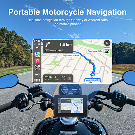Quality Wireless Carplay Motorcycle Android Auto GPS Navigation Screen with 5 Inch touch for sale