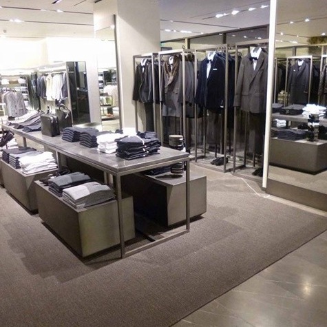 Quality Round Showroom Readymade Garment Rack Display Case Scarf Curtain Shiny Gold for sale