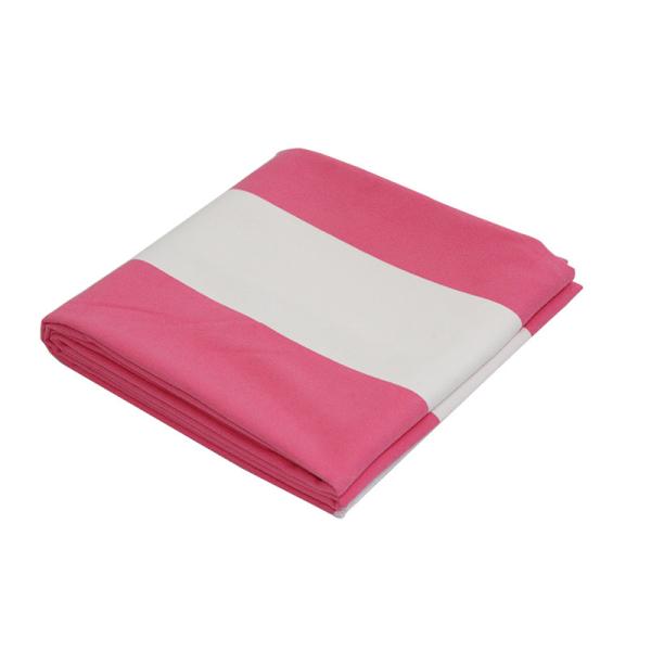 Quality Microfiber Yellow White Pink Striped Beach Towel 300gsm for sale