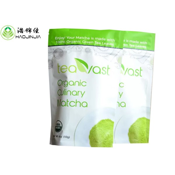 Quality Custom Design Laminated Aluminum Foil Stand Up Bag With Zipper For Green Tea for sale