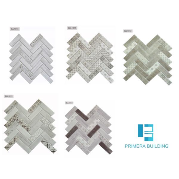Quality 270x290mm Wooden Marble Mosaic Tiles 6mm Thickness for Swimming Pools for sale