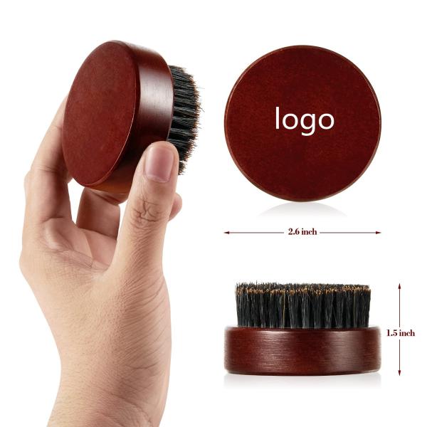 Quality Beechwood Brown Round Beard Brush Customize Logo Beard Comb Kit for sale