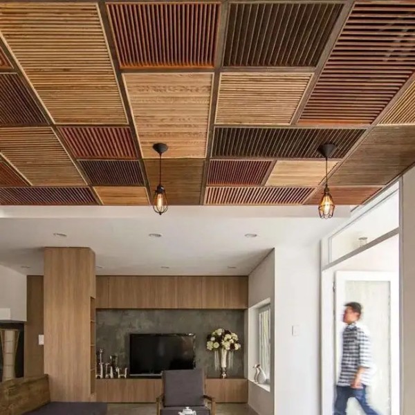 Quality OEM Suspend Metal Ceiling Design Polyester Powder Coating With LED Light for sale
