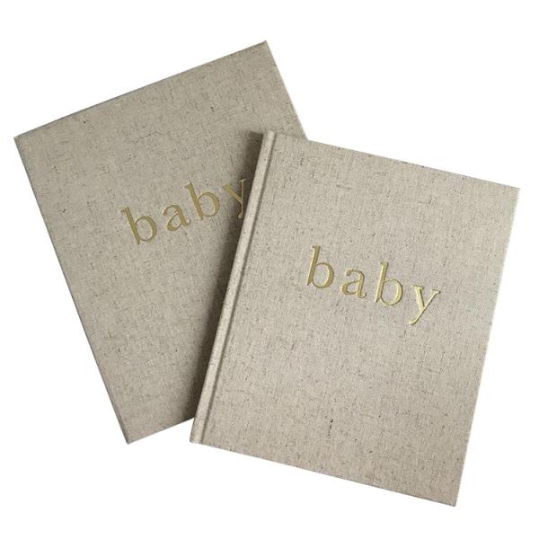 Quality Recordable Hard Cover Baby Memory Books Fabric Cloth 11x8.5inch Landscape for sale