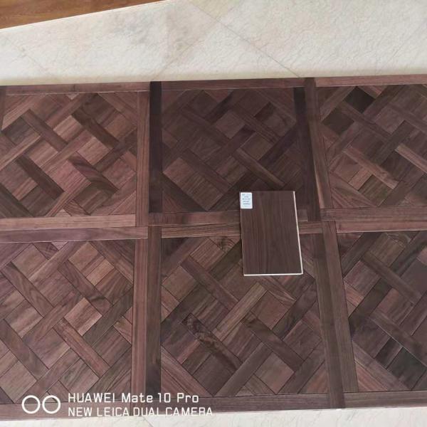 Quality Stained American Walnut Versailles Parquet Engineered Flooring, 600x600x15MM, 4MM walnut lamellas, smooth, UV lac for sale