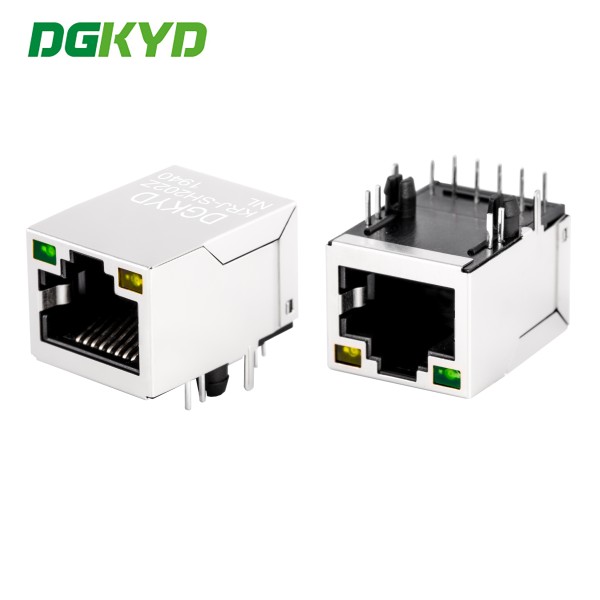 Quality KRJ-SH202ZNL Single-port RJ45 Connector Gigabit Filtered with LED Indicator and Shielding for Industrial Ethernet Port for sale