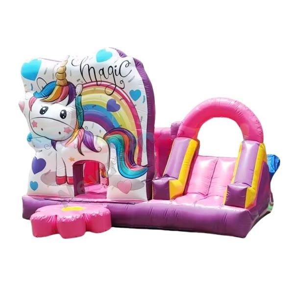 Quality 3D Design Kids Bounce House Jumping Castle with Slide and Unicorn Customizable for sale