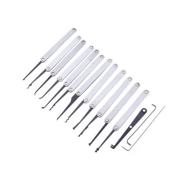Quality 15 in 1 Stainless Steel Hook Lock Pick Set Locksmith Tool with Leather case for sale