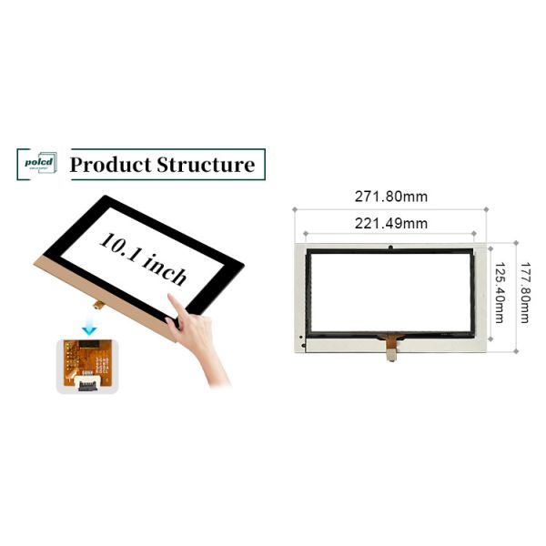 Quality Polcd Custom 10.1 inch CTP 16:9 GT911 GG Transparent Glass Touch Screen for sale