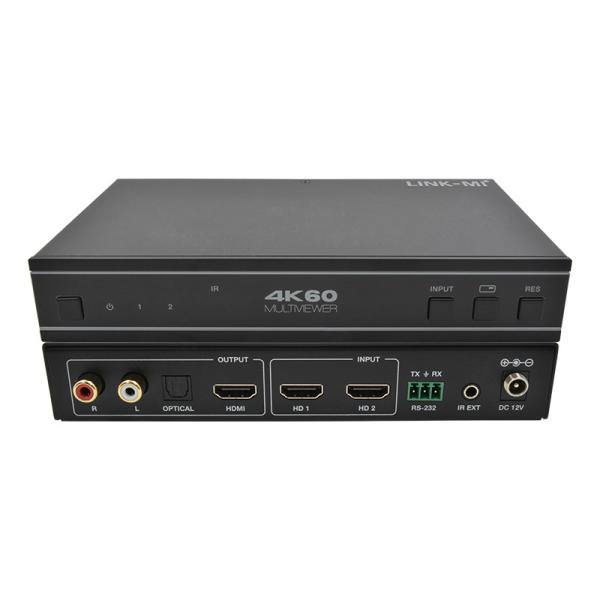 Quality 4K60 2x1 HDMI Multiviewer Seamless UHD Video Switcher With Audio RS232 for sale
