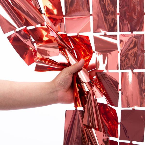 Quality Grid Foil Background Wall Decoration Square Foil Fringe Curtain for Living Room for sale