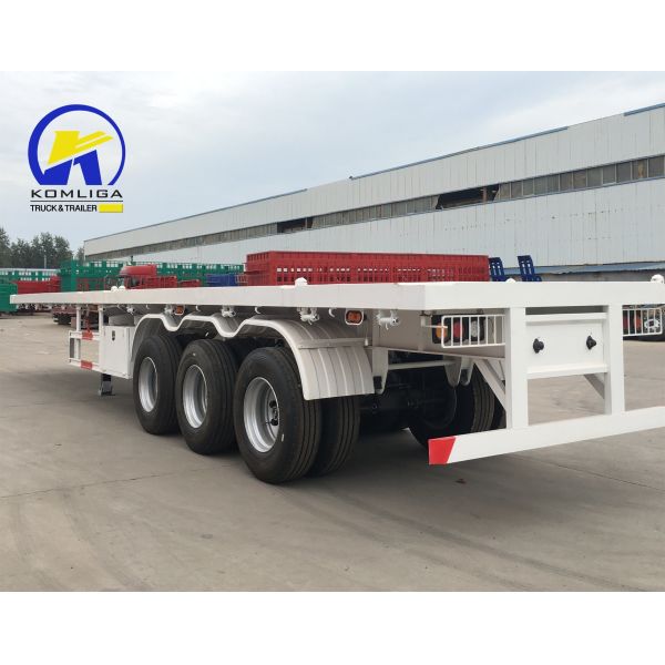 Quality 40tons 3 Axles 40FT Container Flatbed Semi Trailer with Jost Two Speed Support Leg for sale
