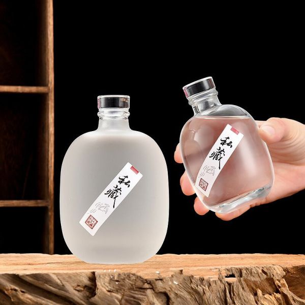 Quality Industrial Beverage Glass Round 250ml 500ml Bottle for Bubble Fruit Wine Vodka Rum 750ml for sale