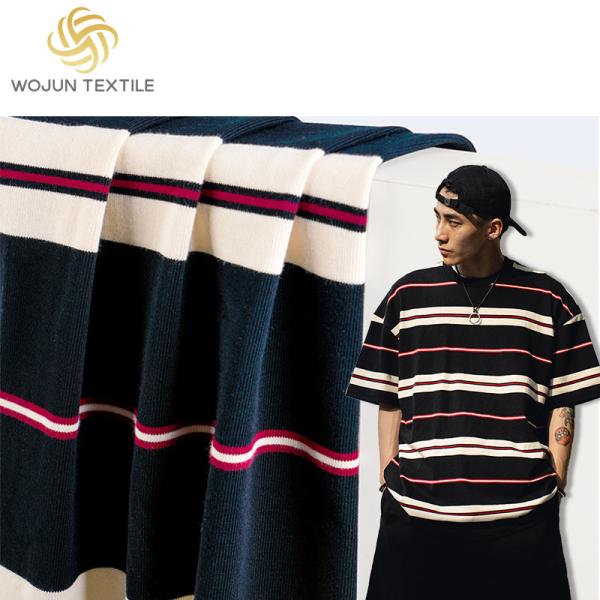 Quality Double Yarn Striped Shirt Fabric , Combing Striped Cotton Knit Fabric for sale