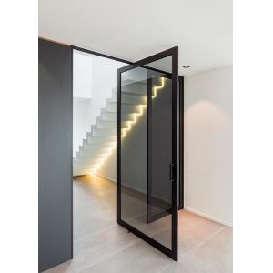 Quality Floor Spring Aluminum Pivot Doors Wood Grain Transfer Surface Treatment entrance for sale