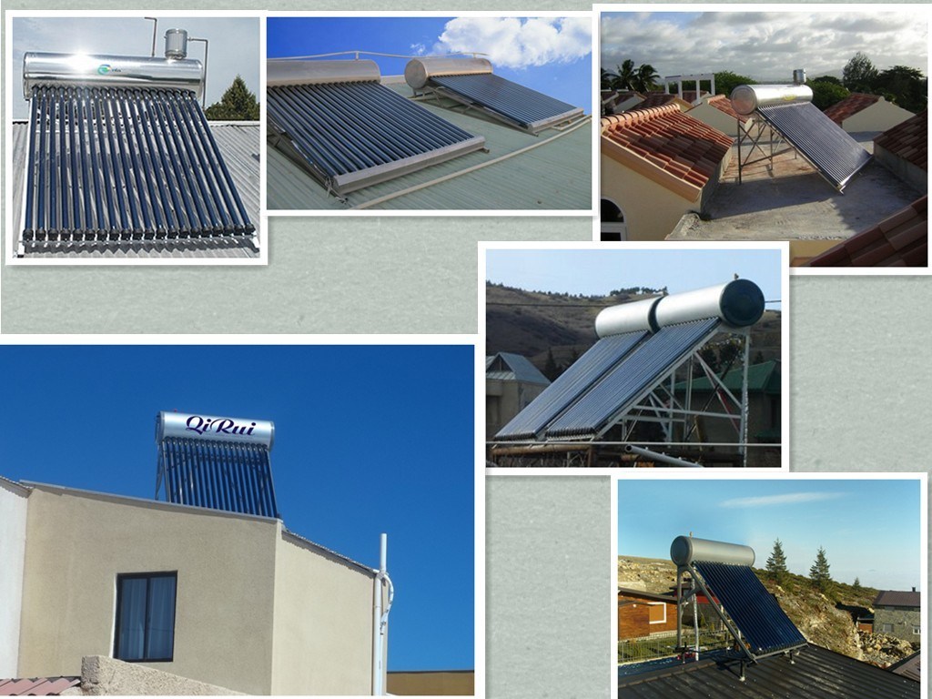 Evacuated Tube Calentador Solar Boiler Integrated Best Pressurized Geyser Direct Heating System Home Solar Energy Hot Water Heater with Copper Pipe