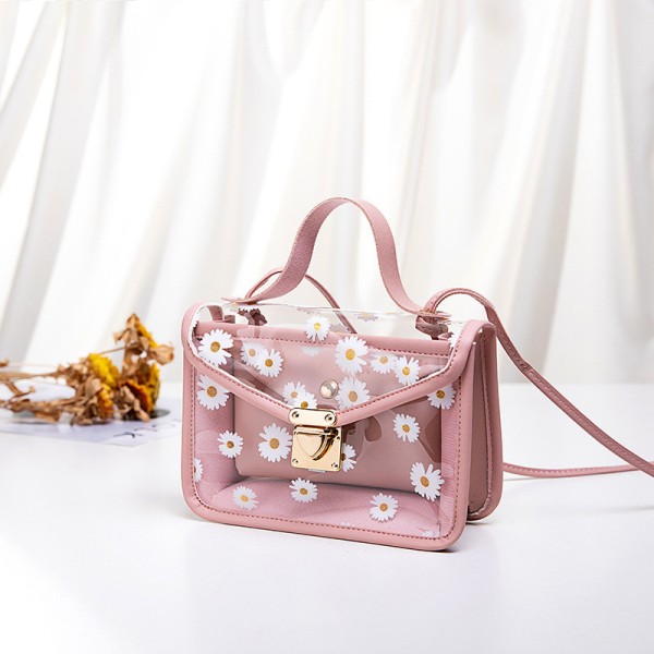 Quality Small Daisy PVC Summer Korean Transparent Models Jelly Cell Phone Customized Tote Bag for sale
