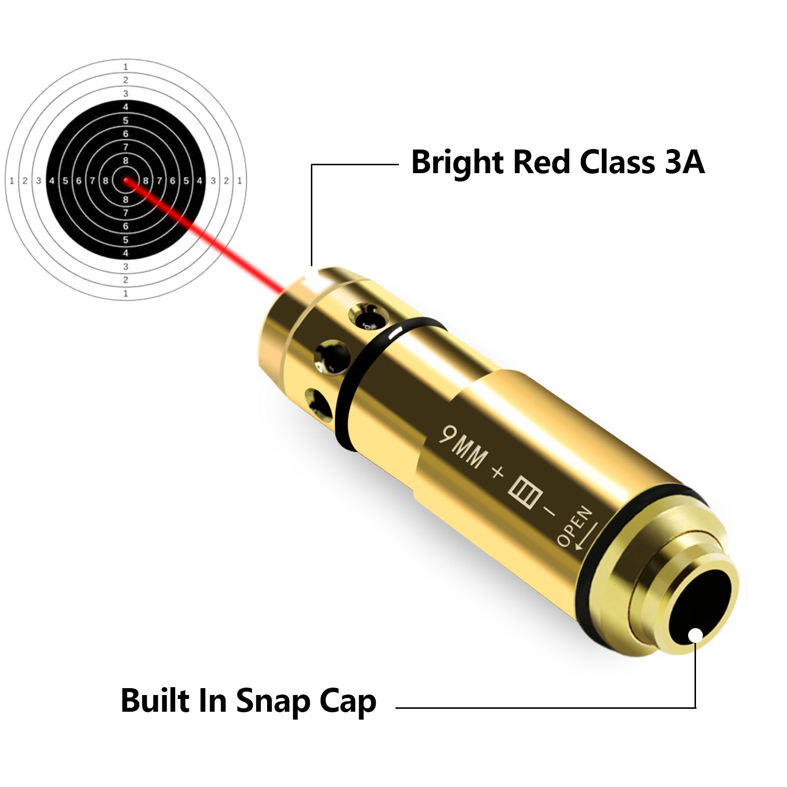 Red Tactical Training Laser Cartridge 9MM Caliber Brass Material from ...