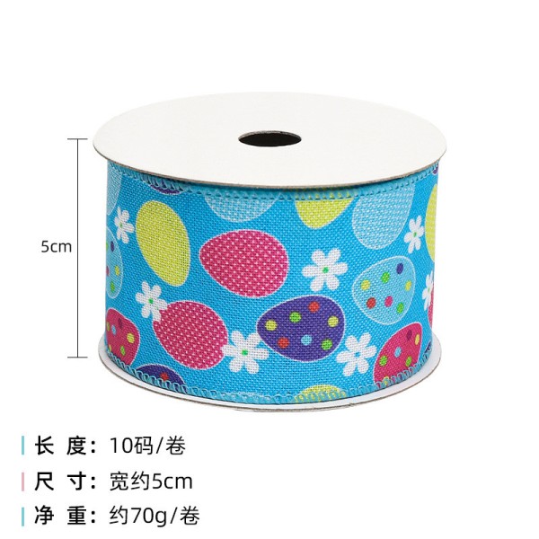 Quality Egg And Rabbit Easter Wired Ribbon 50mm 5cm Easter Bunny Ribbon for sale