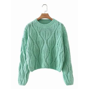 Quality OEM Solid Bespoke Sweaters Long Sleeve Knitwear Round Neck Pullover Women's for sale