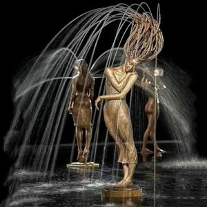 Quality Bronze Woman Fountain Statue Lady Tossing Hair Sculptures Person Figure for sale